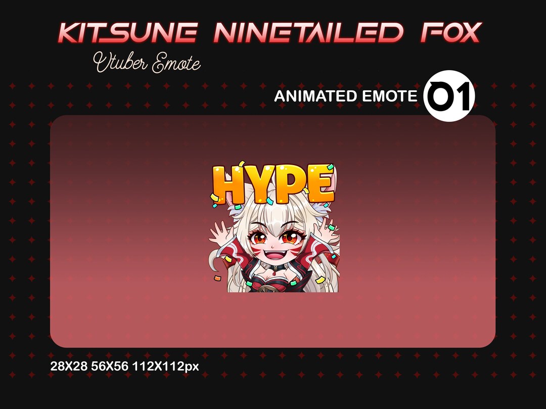 Hype Kitsune Ninetailed Fox Live2d Model Animated Emote, Hype Fox ...