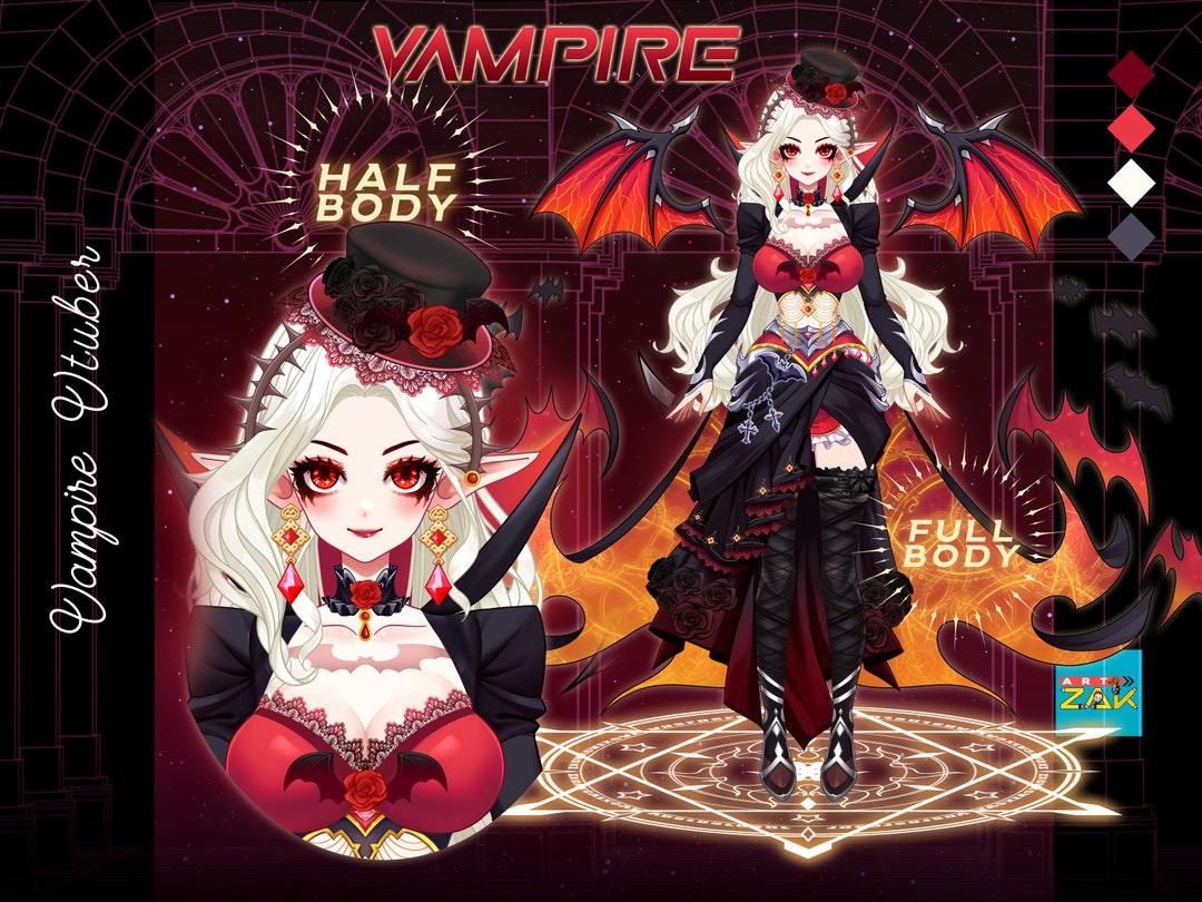 Gothic Vampire Girl Live2d Vtuber Model: Full Body Concept Art - Etsy