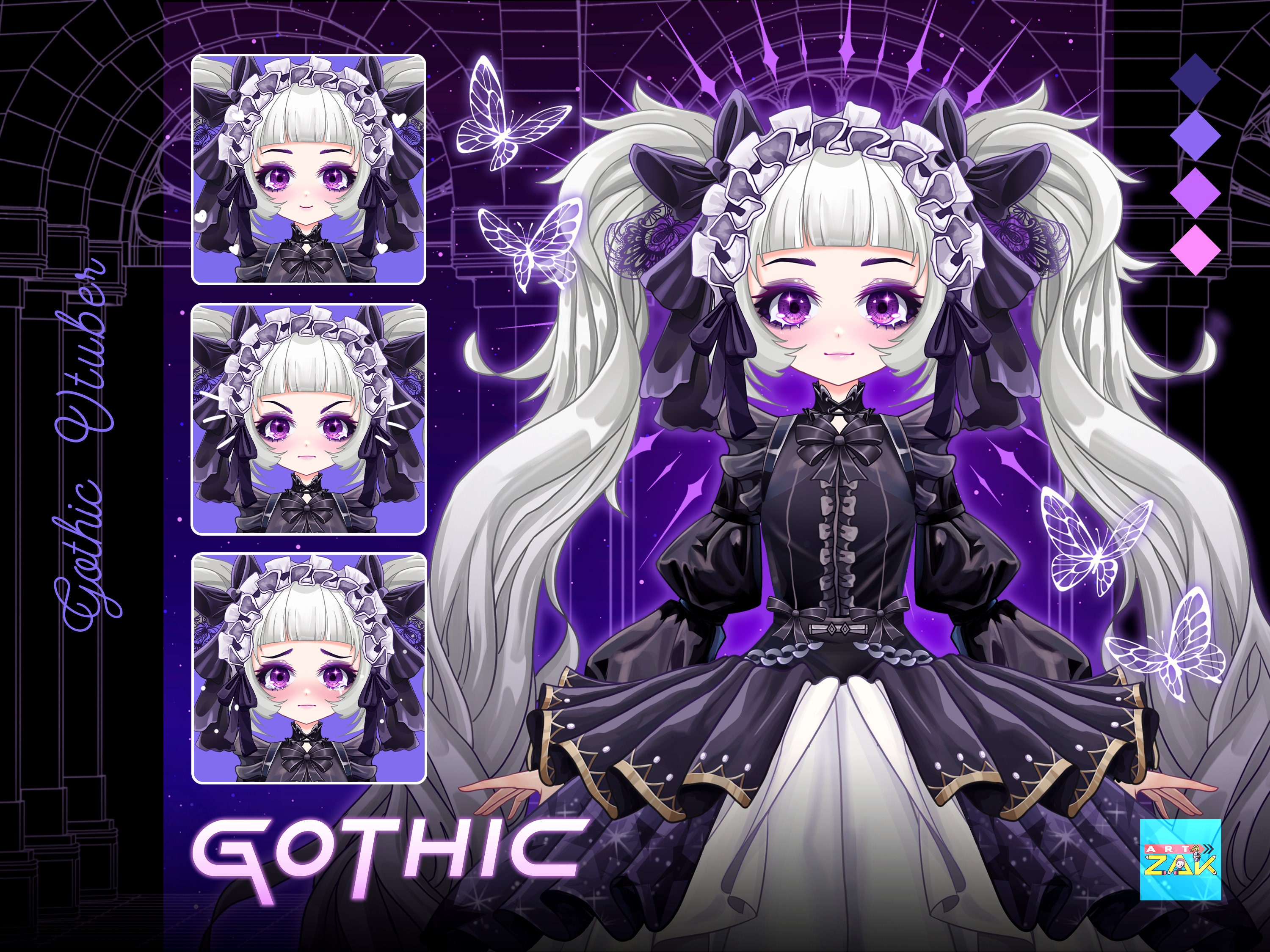 Gothic Lolita Full Body Live2d Vtuber Model, Anime Streamer - Etsy