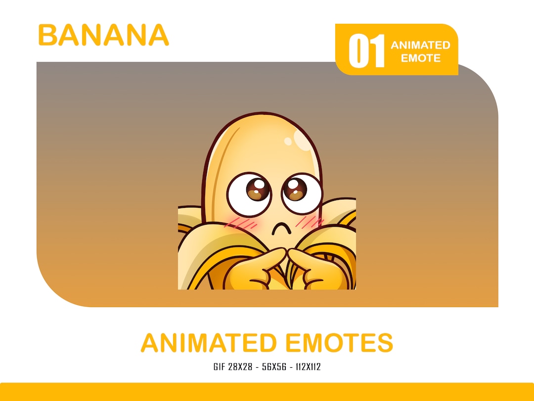 Shy Banana Animated Emote, Animated Funny Shy Banana Twitch Discord ...