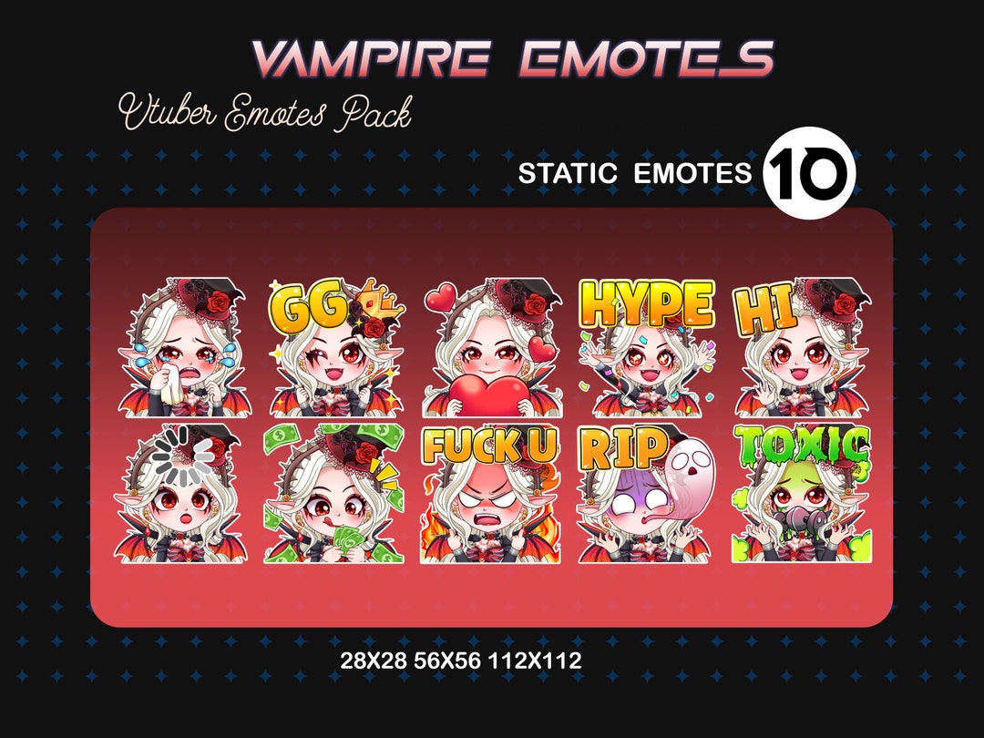 Vampire Girl Static Emotes Pack: Twitch/discord Streamer - Etsy