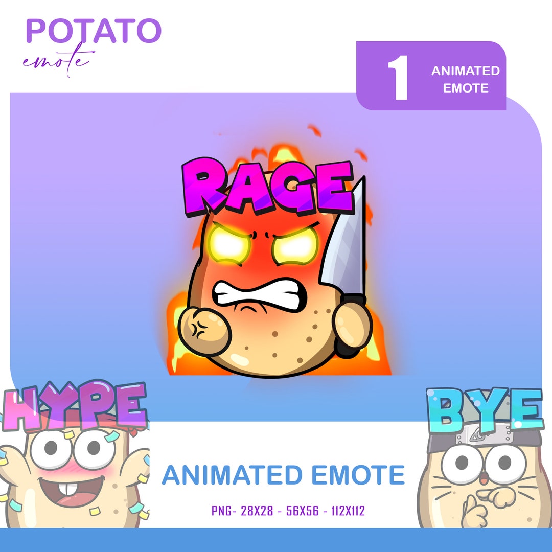 Rage Potato Animated Emote, Animated Funny Rage Potato Twitch Discord ...