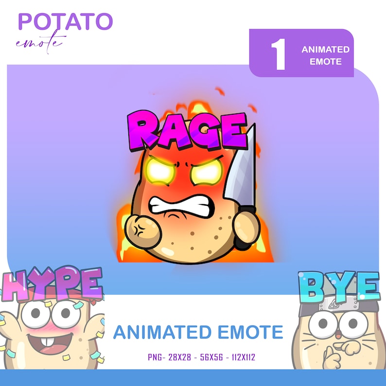 Rage Potato Animated Emote Animated Funny Rage Potato Twitch - Etsy