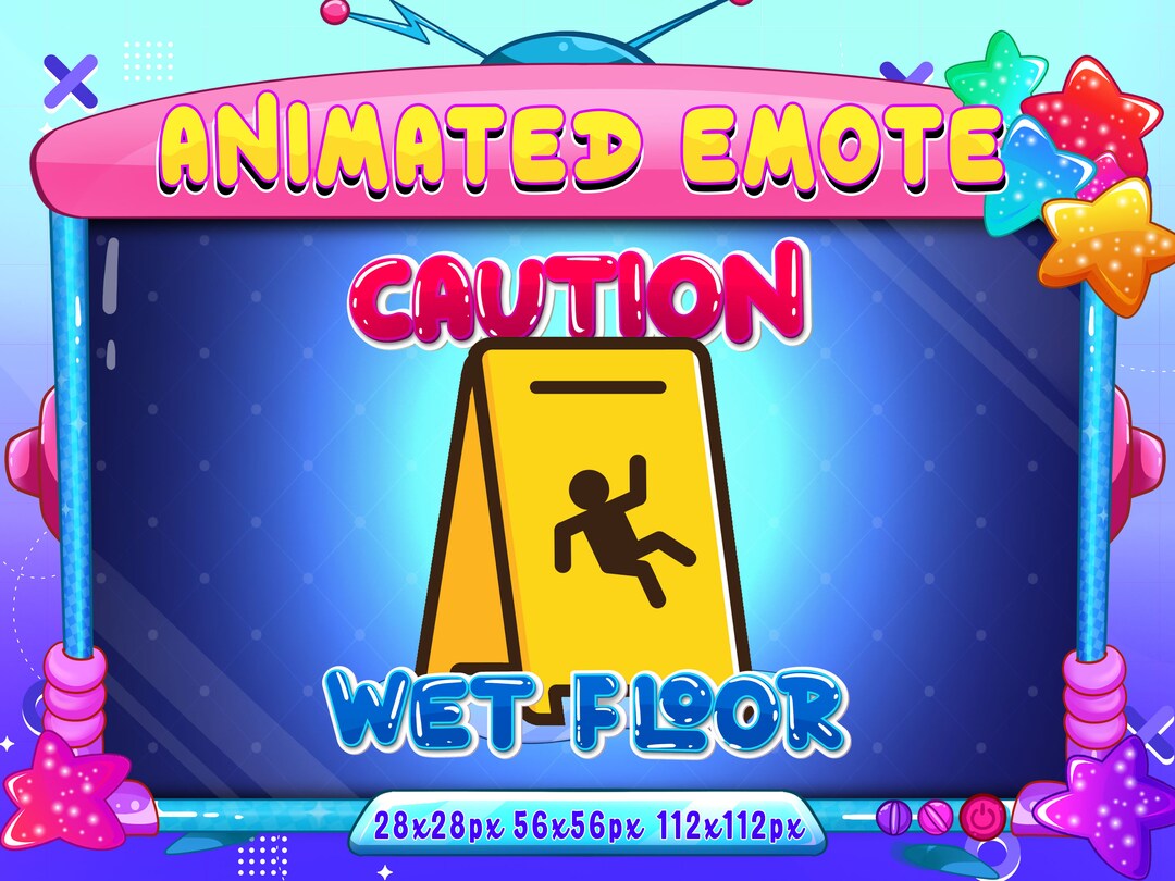 Caution Wet Floor Animated Emote: Twitch, Discord, Youtube (GIF) - Etsy