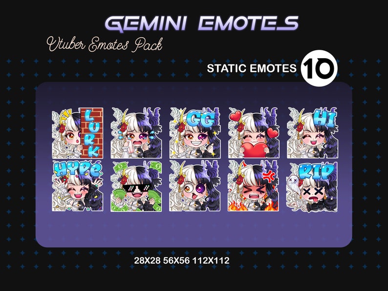 Gemini Live2d Model Static Emotes Pack, 10 Static Emotes Pack for ...