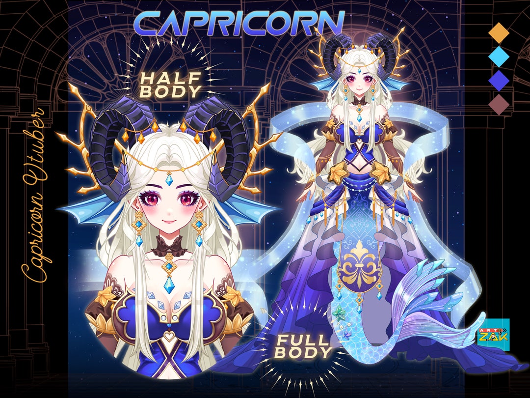 Capricorn Goat Girl Live2d Vtuber Model: Zodiac Anime Streamer (digital ...