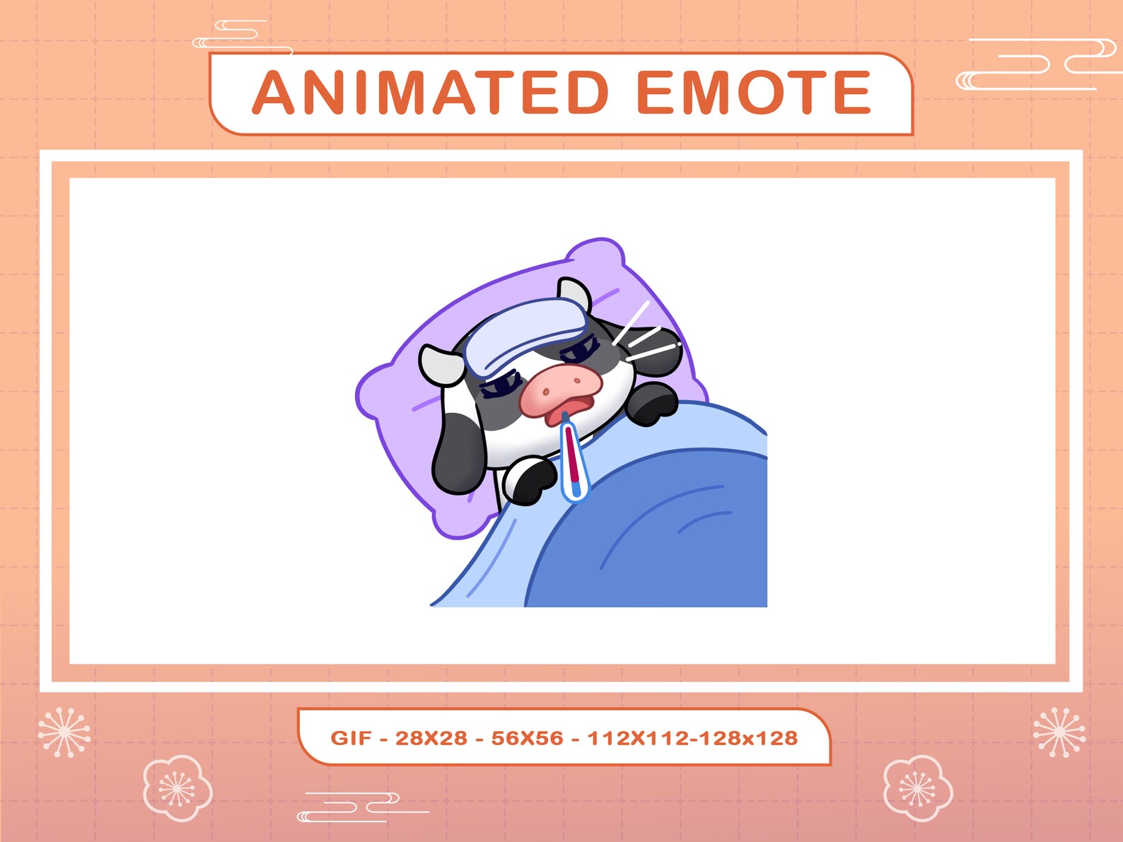 Cow Resting Sick Cold Animated Emote, Animated Cow Sick Resting Emote ...