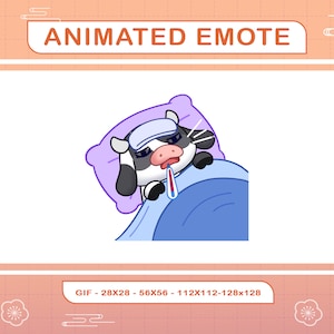 Cow Resting Sick Cold Animated Emote, Animated Cow Sick Resting Emote ...