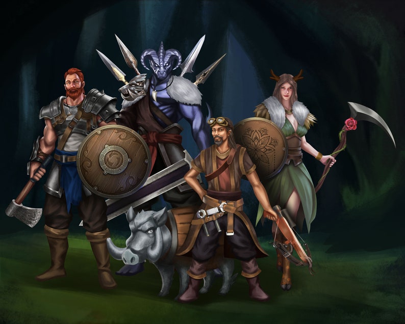 Dnd Group Commission Art RPG Character Drawing Custom Dnd - Etsy