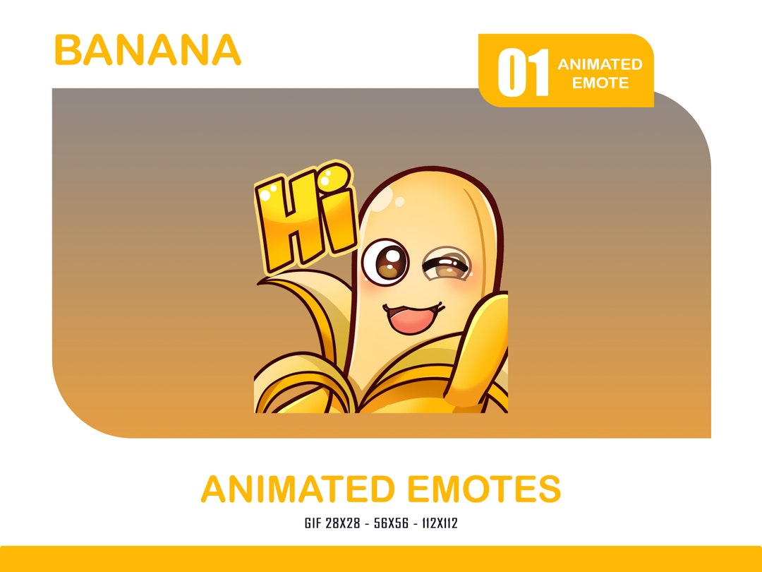 Hi Banana Animated Emote, Animated Funny Hi Banana Twitch Discord ...