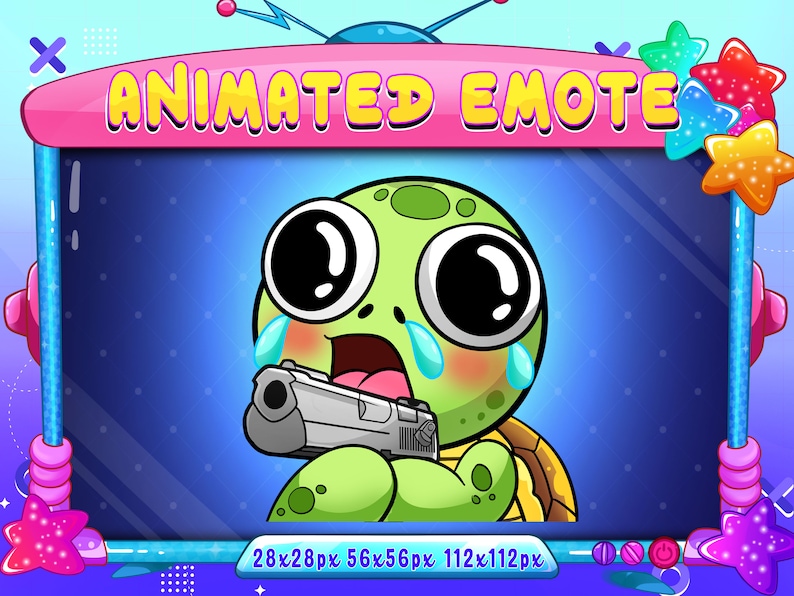 Turtle Gun Shoot Animated Emote Turtle Animated Twitch - Etsy