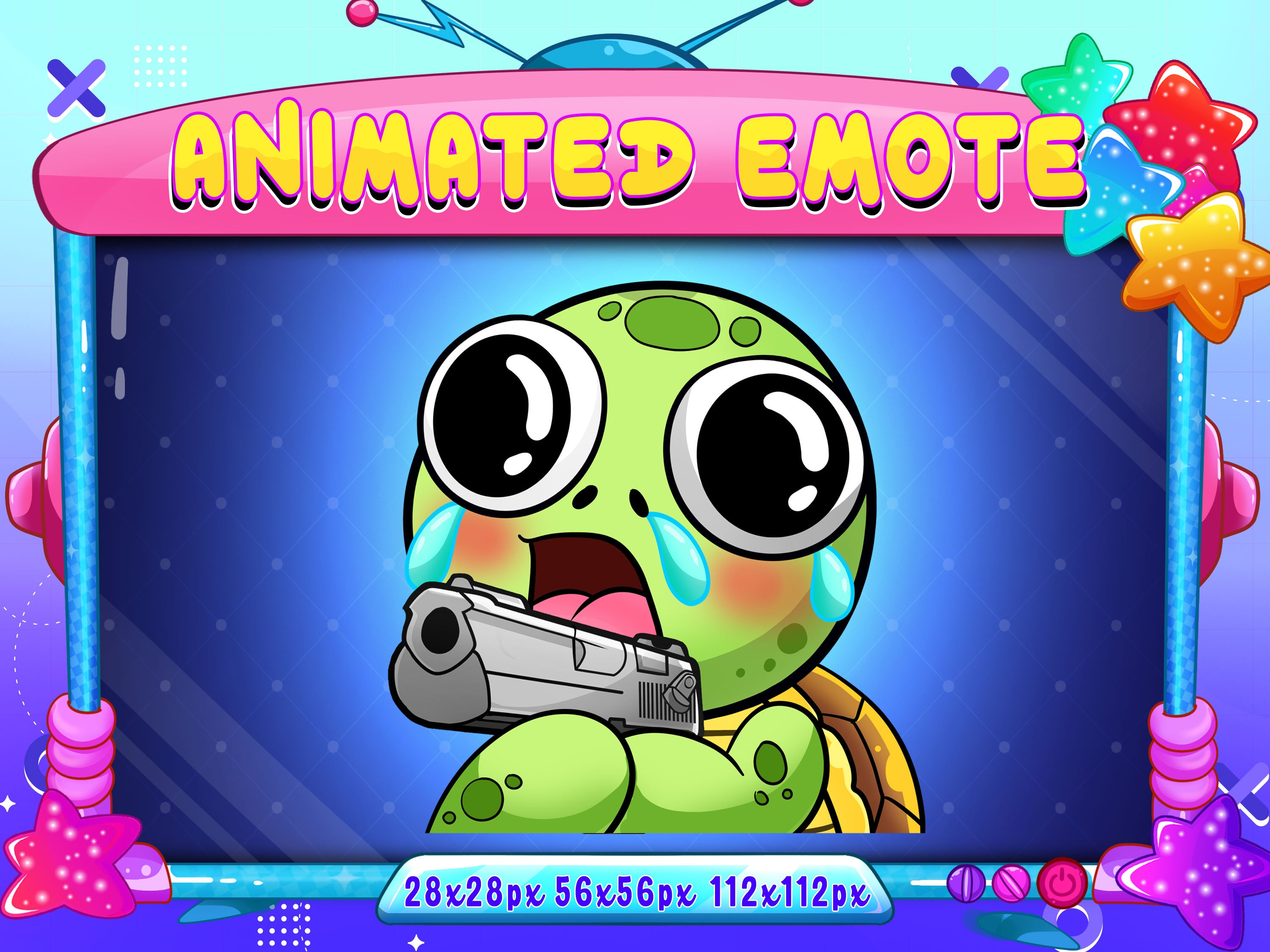 Turtle Gun Shoot Animated Emote Turtle Animated Twitch - Etsy