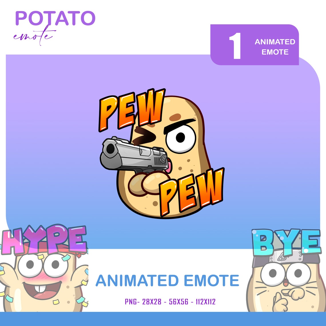 Gun Shooting Potato Animated Emote, Animated Gun Shooting Twitch ...
