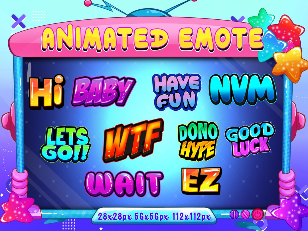Combo 10 Text Animated Emotes, Animated Hi, WTF, NVM, Ez Twitch Discord ...