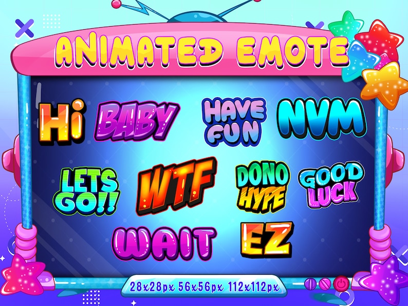 Combo 10 Text Animated Emotes, Animated Hi, WTF, NVM, Ez Twitch Discord ...
