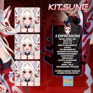Kitsune Nine-tailed Fox Live2d Full Body Vtuber Model - Vbridger Active - Etsy