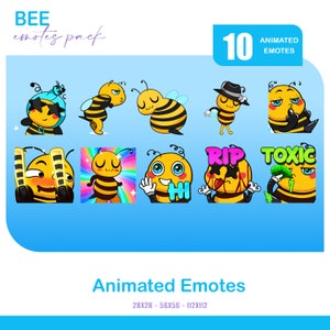 10 Bee Pack Animated Emotes, Saber Light, Hi Bee Animated Twitch ...