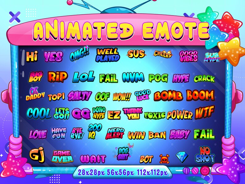 50 Text Animated Emotes for Twitch, Discord, Youtube (GIF Digital ...
