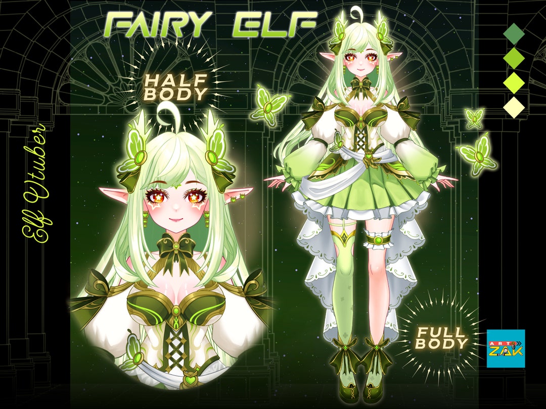Fairy Elf Vtuber Model: Lunara Sylphsong, Butterfly Forest Anime Girl ...