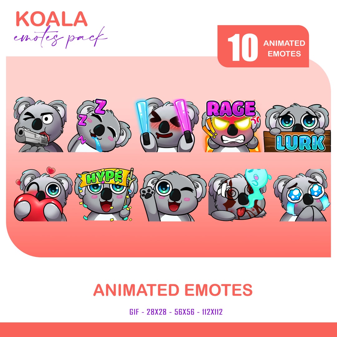 10 Koala Pack Animated Emotes, Funny Koala Animated Twitch Discord ...