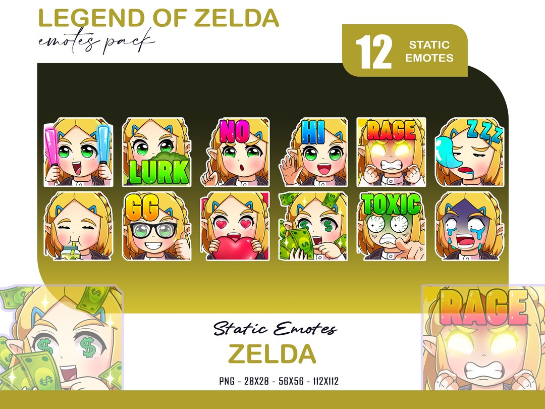 12 Legend of Zelda Emotes Pack, Hi, Love Zelda Twitch Discord Youtube ...