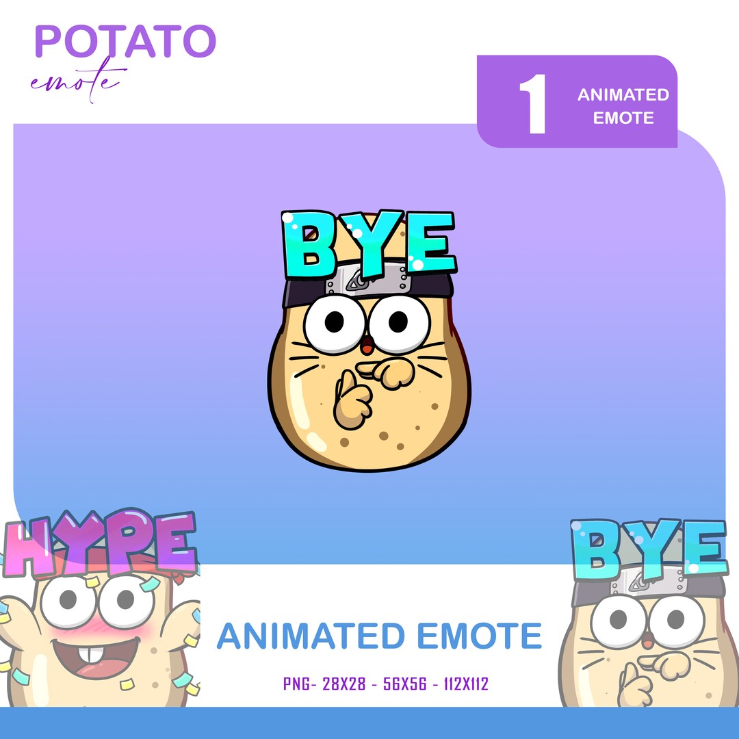 Funny Bye Potato Animated Emote: Twitch, Discord, Youtube (GIF) - Etsy