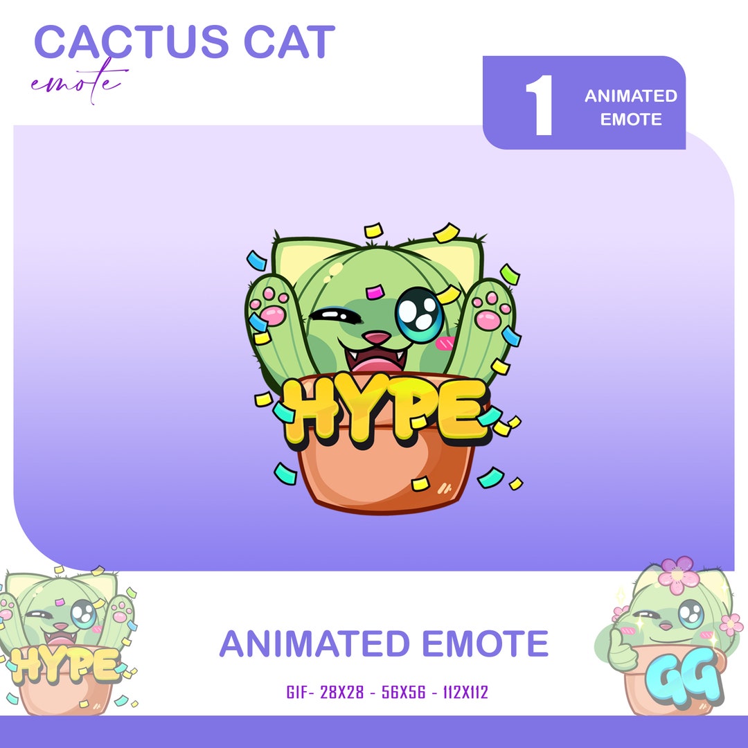 Hype Cactus Cat Animated Emote, Animated Hype Cactus Cat Twitch Discord ...