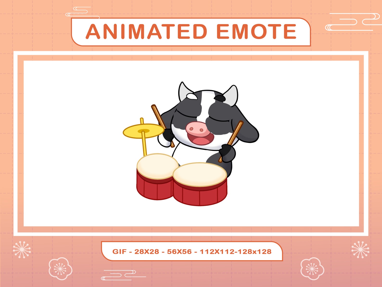 Cow Play Drum Animated Emote, Animated Cow Play Drum Emote Twitch ...