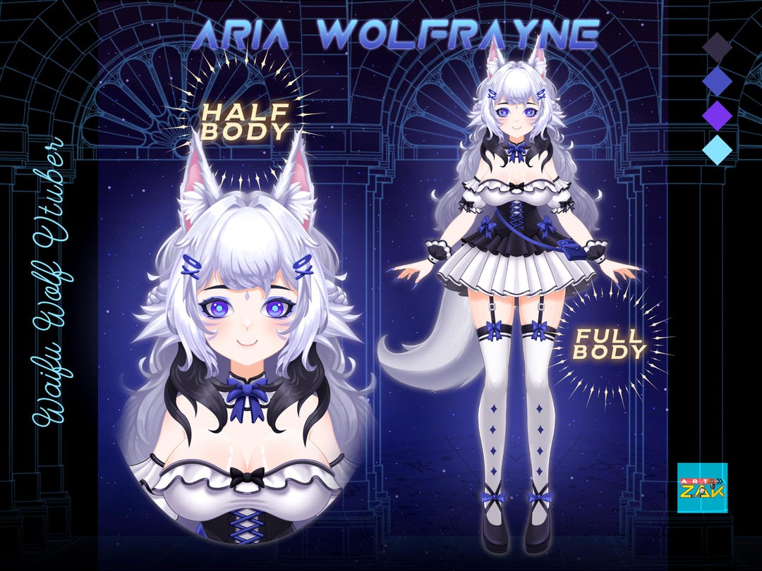 Blue Wolf Girl Vtuber Model: Premade Live2d for Twitch & Youtube - Etsy