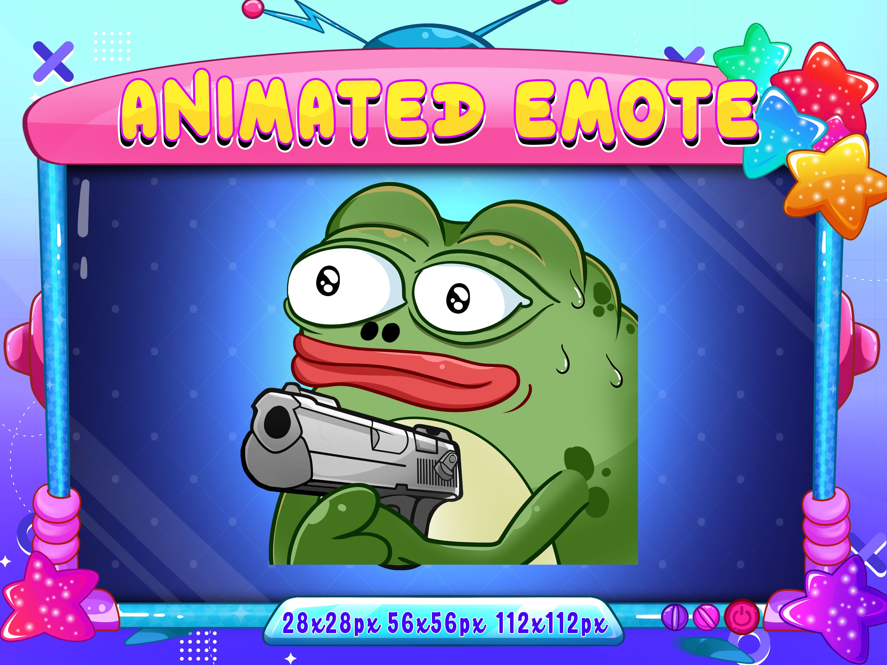 Pepe Frog Gun Shoot Animated Emote, Pepe Frog Animated Twitch Discord ...
