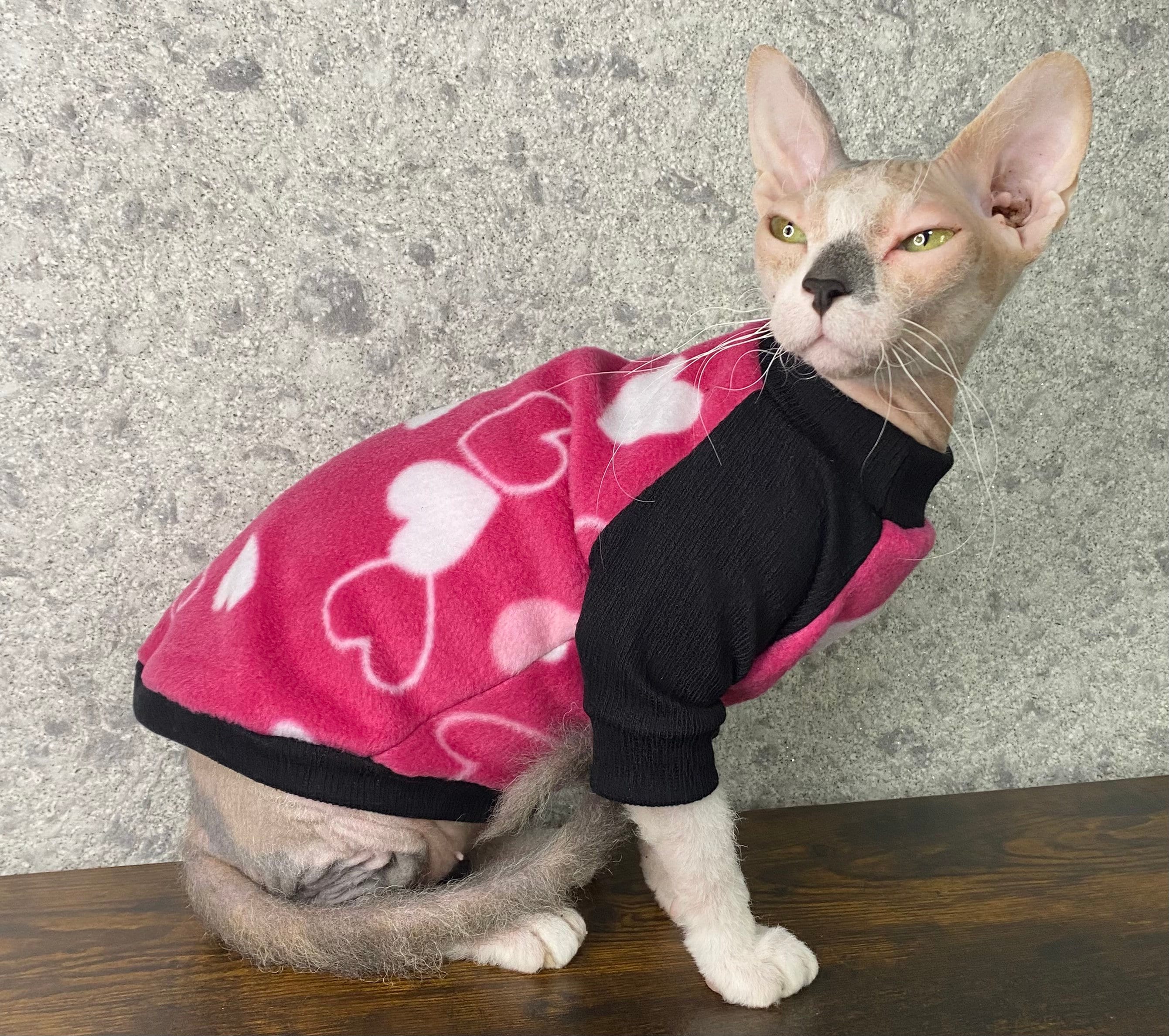 Fleece Sphynx Cat Jumper: Long Sleeve Hairless Cat Clothes - Etsy