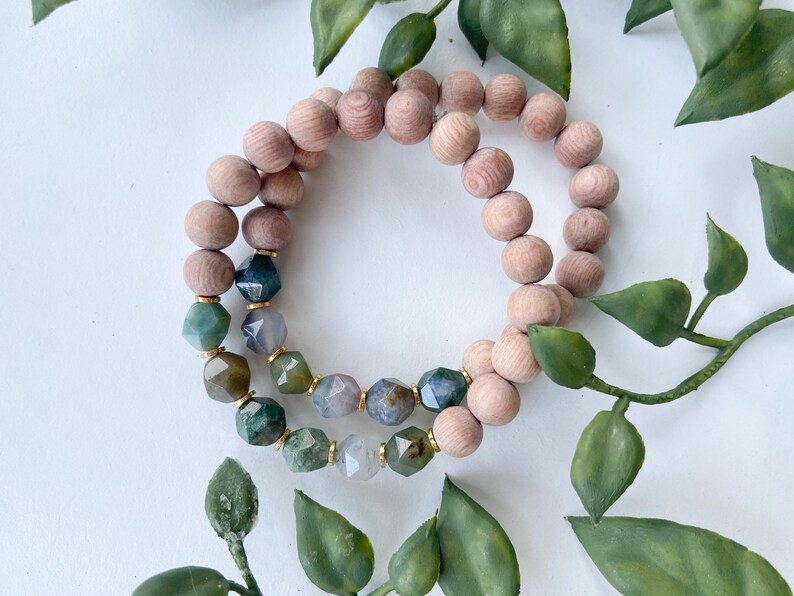 Emerald City Bracelet / Raw Rosewood Beads / Diffuser Bracelet - Etsy