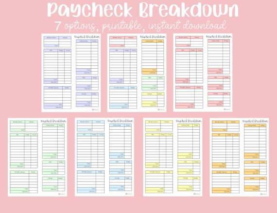 Paycheck Breakdown Digital Paycheck Breakdown Printable - Etsy UK
