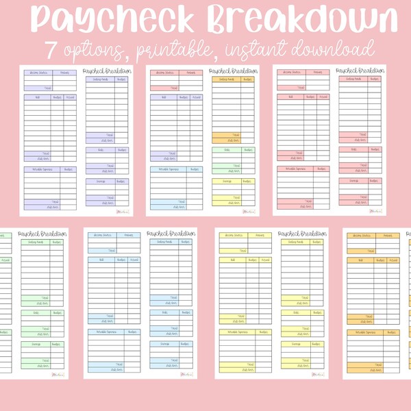 Paycheck Breakdown Template - Etsy