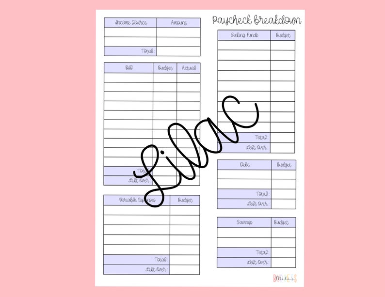Paycheck Breakdown, Digital Paycheck Breakdown, Printable Paycheck ...