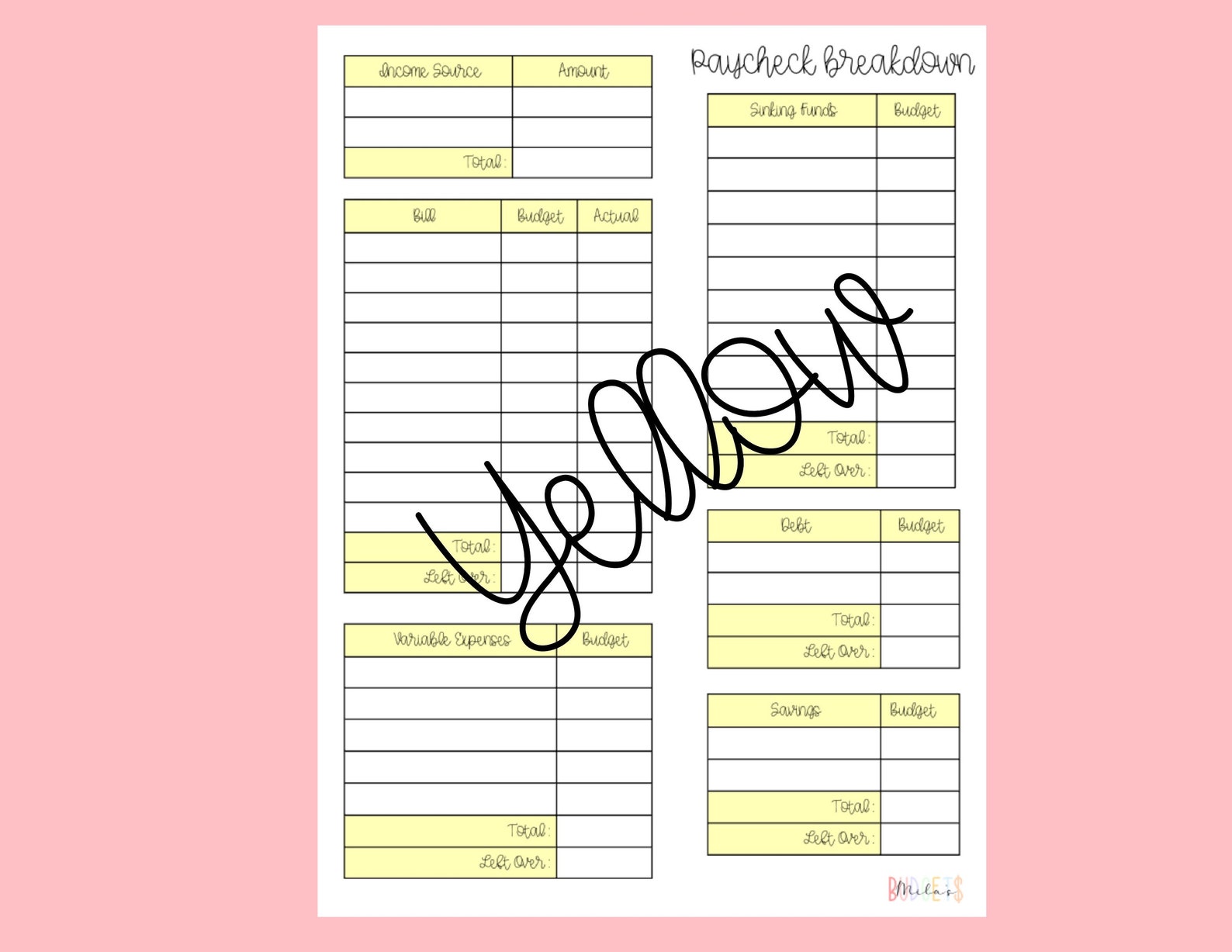 Paycheck Breakdown, Digital Paycheck Breakdown, Printable Paycheck ...