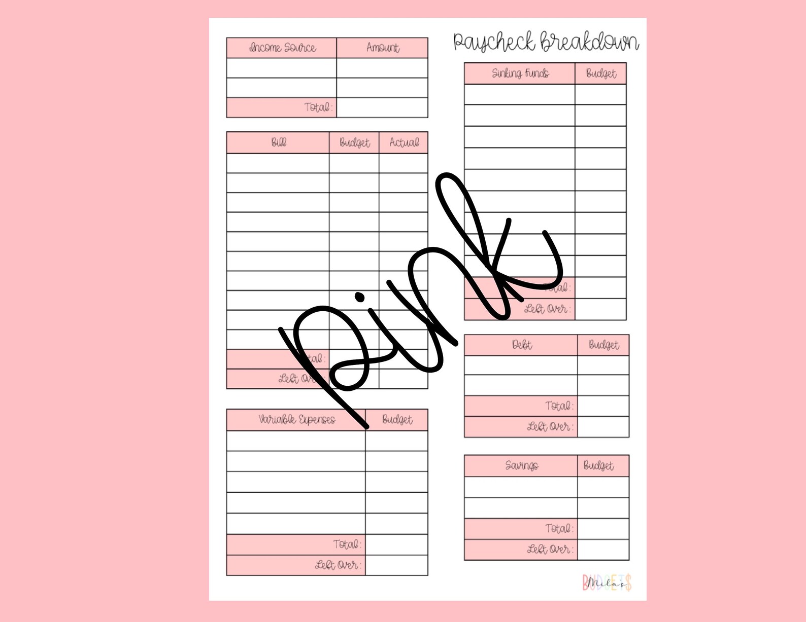 Paycheck Breakdown, Digital Paycheck Breakdown, Printable Paycheck ...