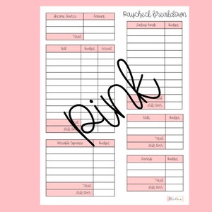Paycheck Breakdown, Digital Paycheck Breakdown, Printable Paycheck Breakdown, Budget Template ...