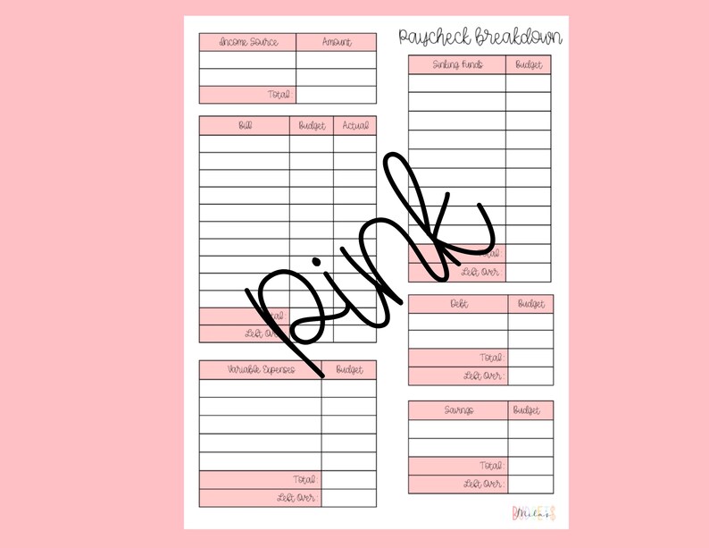 Paycheck Breakdown, Digital Paycheck Breakdown, Printable Paycheck ...