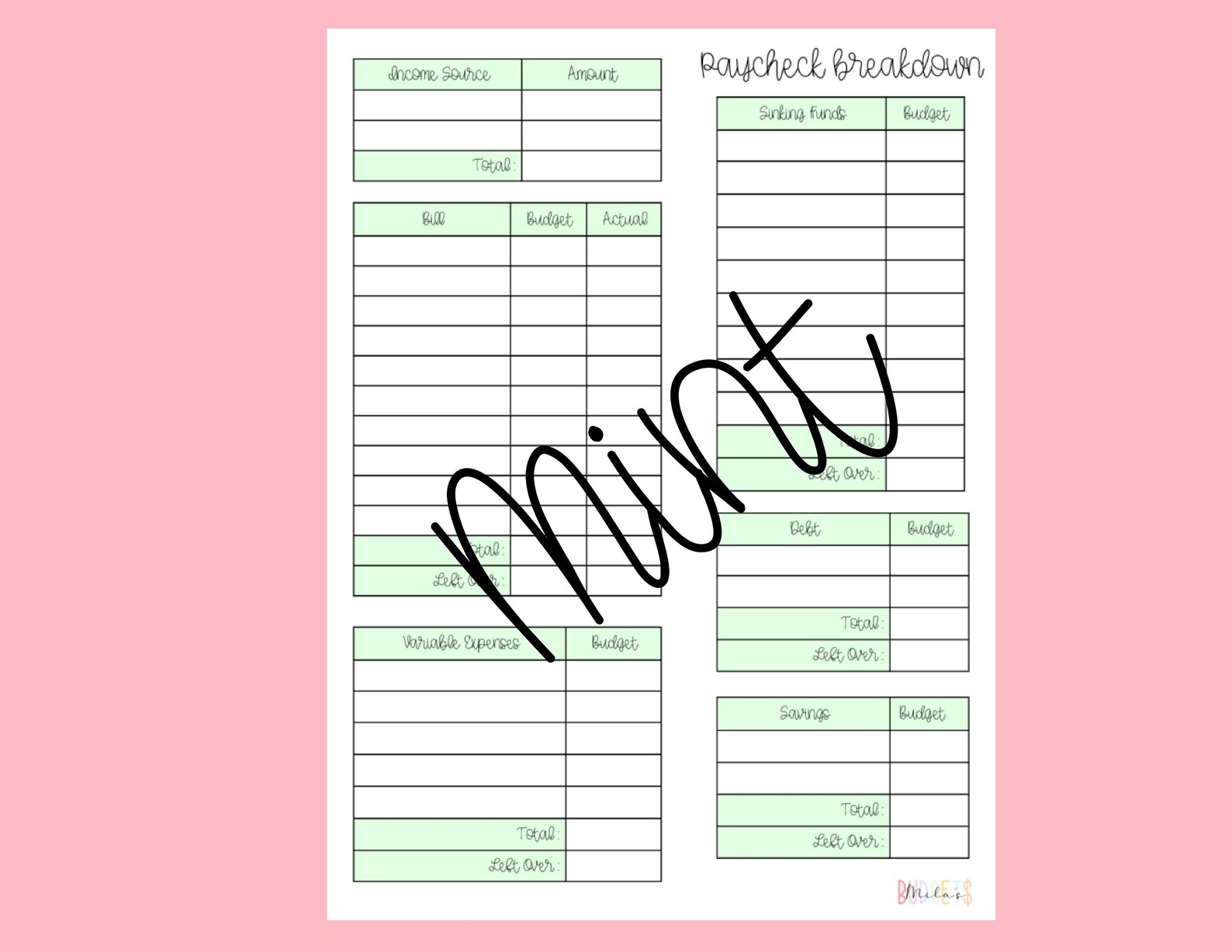 Paycheck Breakdown, Digital Paycheck Breakdown, Printable Paycheck ...