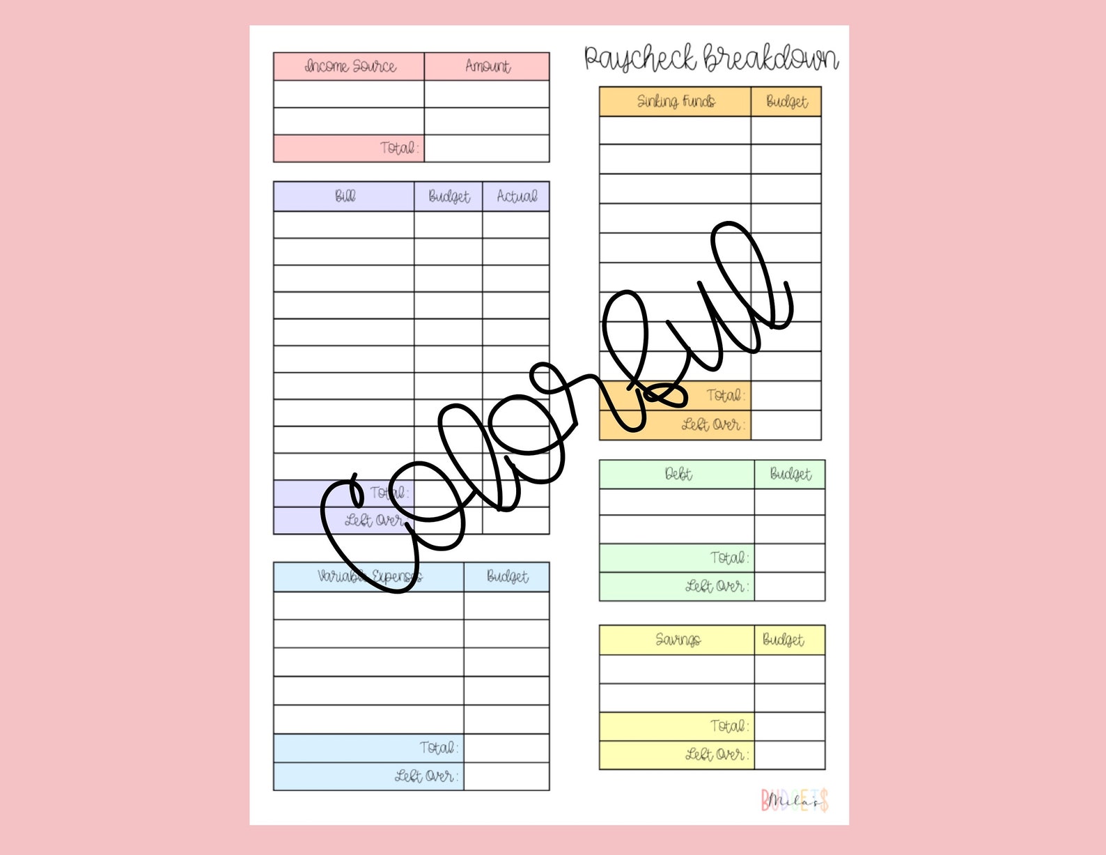 Paycheck Breakdown, Digital Paycheck Breakdown, Printable Paycheck ...
