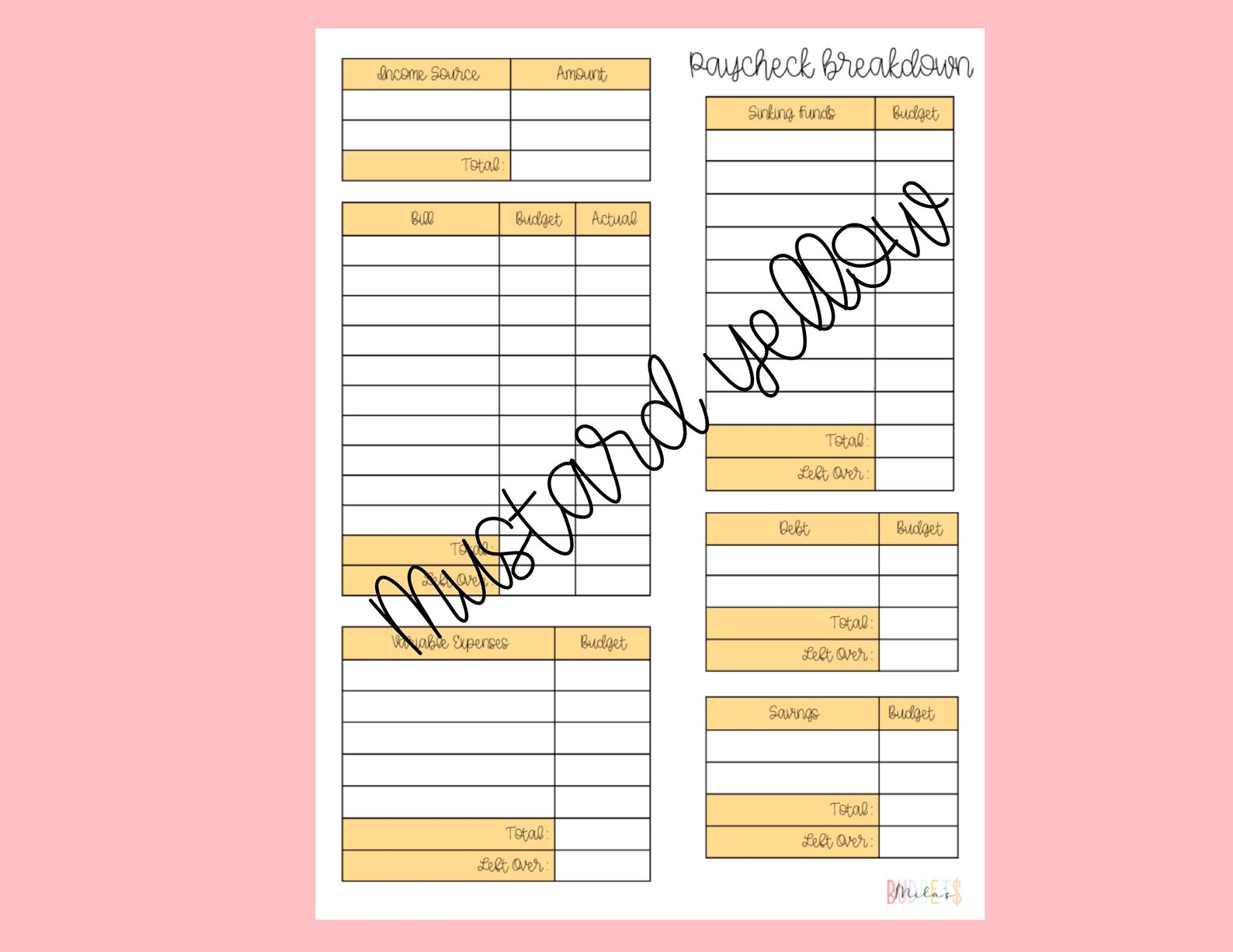 Paycheck Breakdown, Digital Paycheck Breakdown, Printable Paycheck ...
