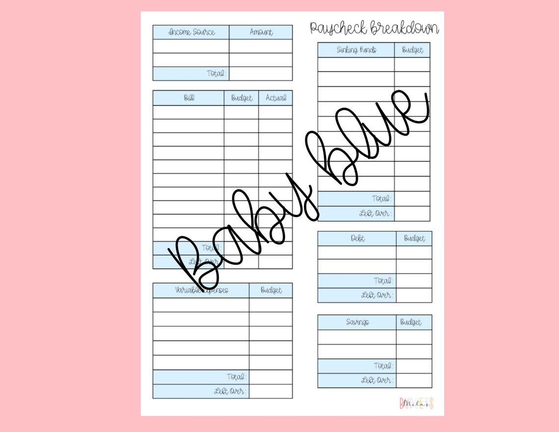 Paycheck Breakdown, Digital Paycheck Breakdown, Printable Paycheck ...