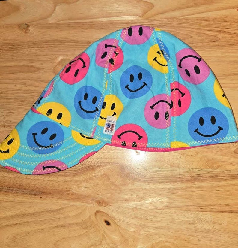 Smiley Faces Custom Made Welding And Fitters Hats And Scrub Hats And 7030
