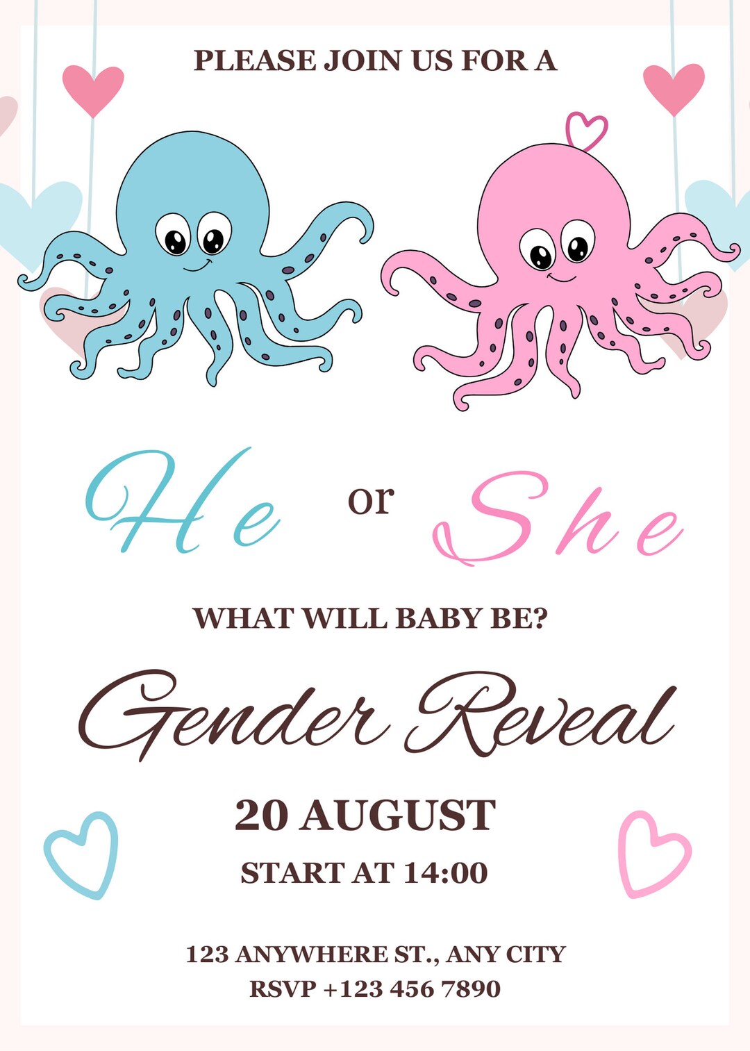 Octopus Mermaid Gender Reveal Party Invitation - Etsy