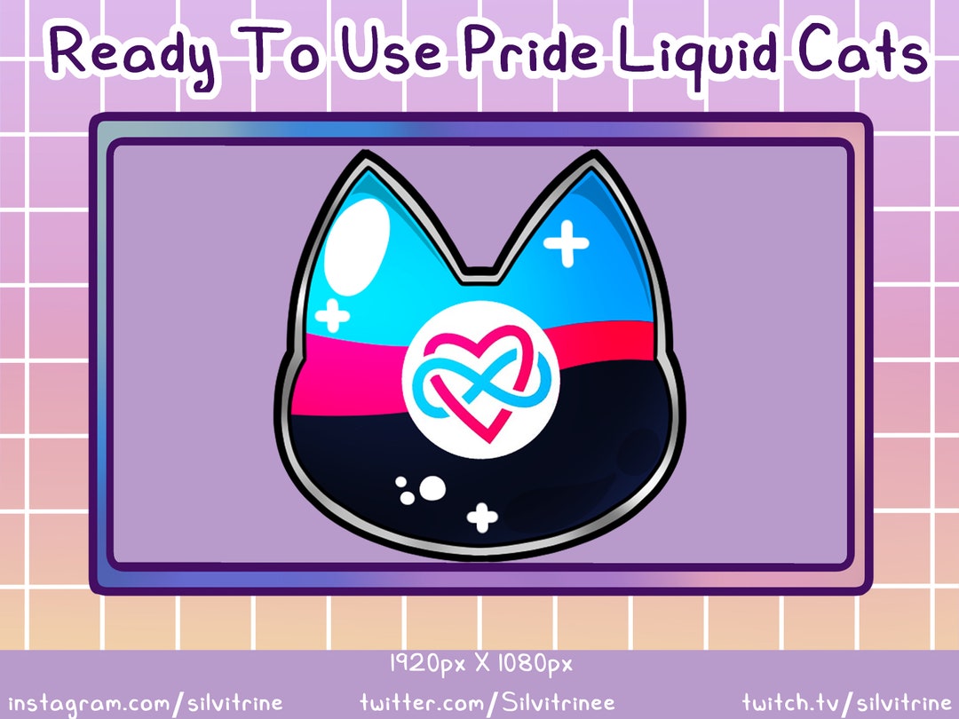 Polyamorous Flag Liquid Cat Emoji LGBTQIA Emote for Twitch and Youtube ...