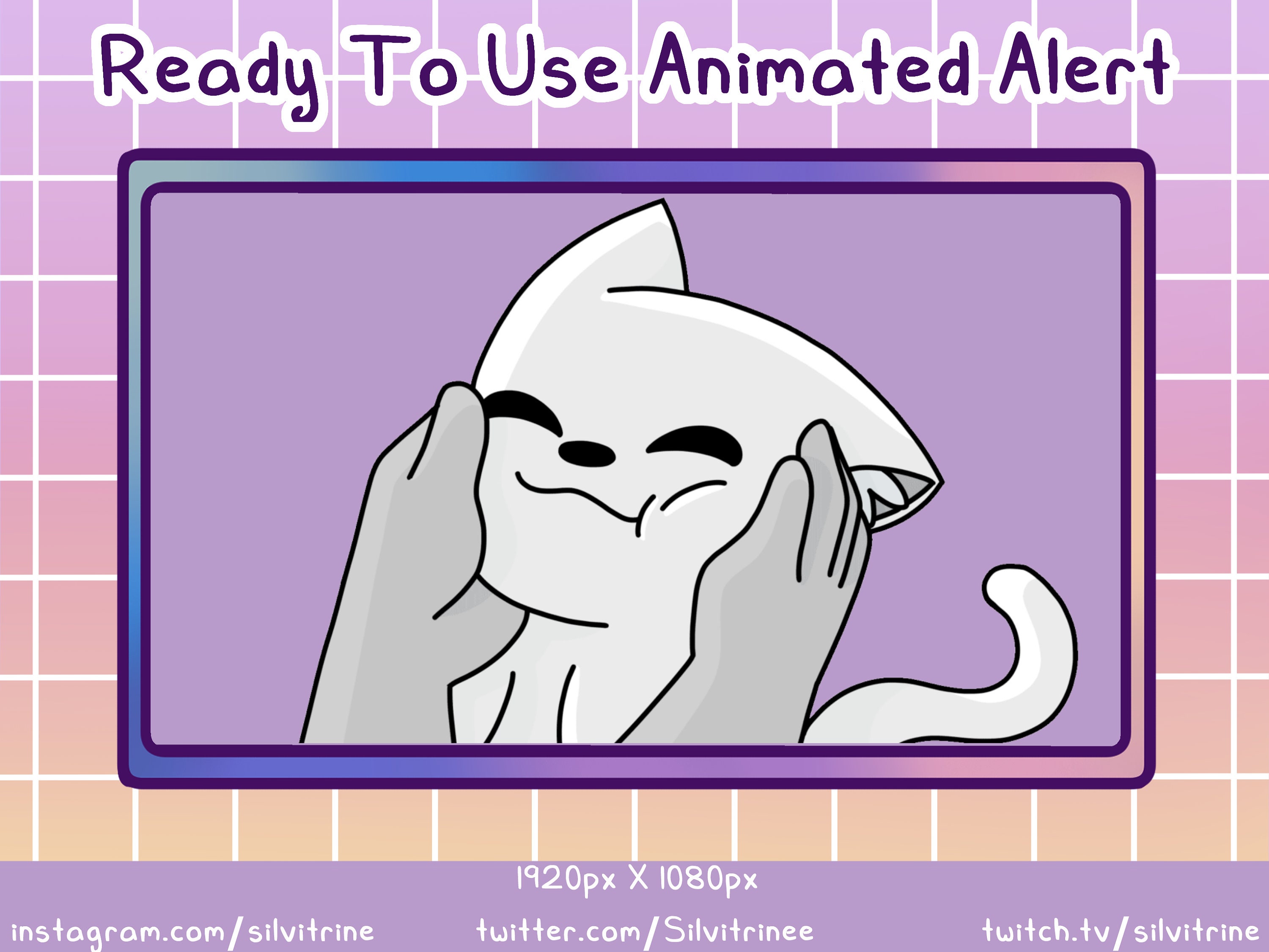 White Cat Animated Twitch Alert | Animated Cat Face Squish Alert | - Etsy