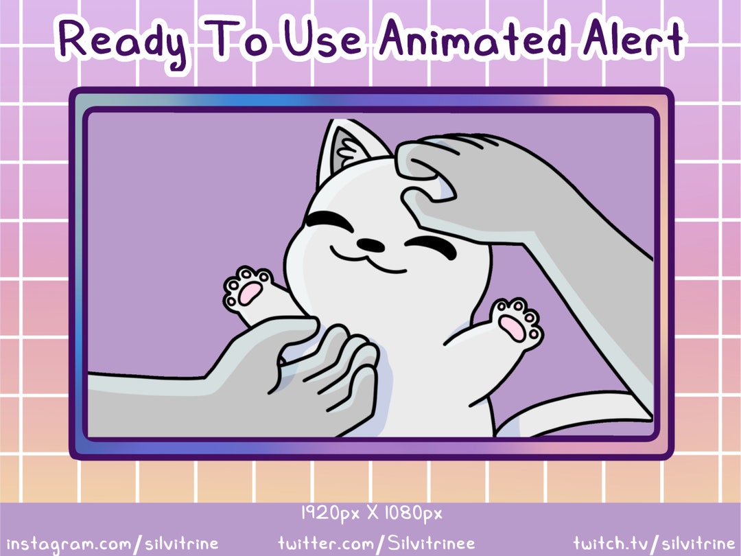 White Cat Animated Twitch Alert | Animated Cat Face Pets Alert | - Etsy