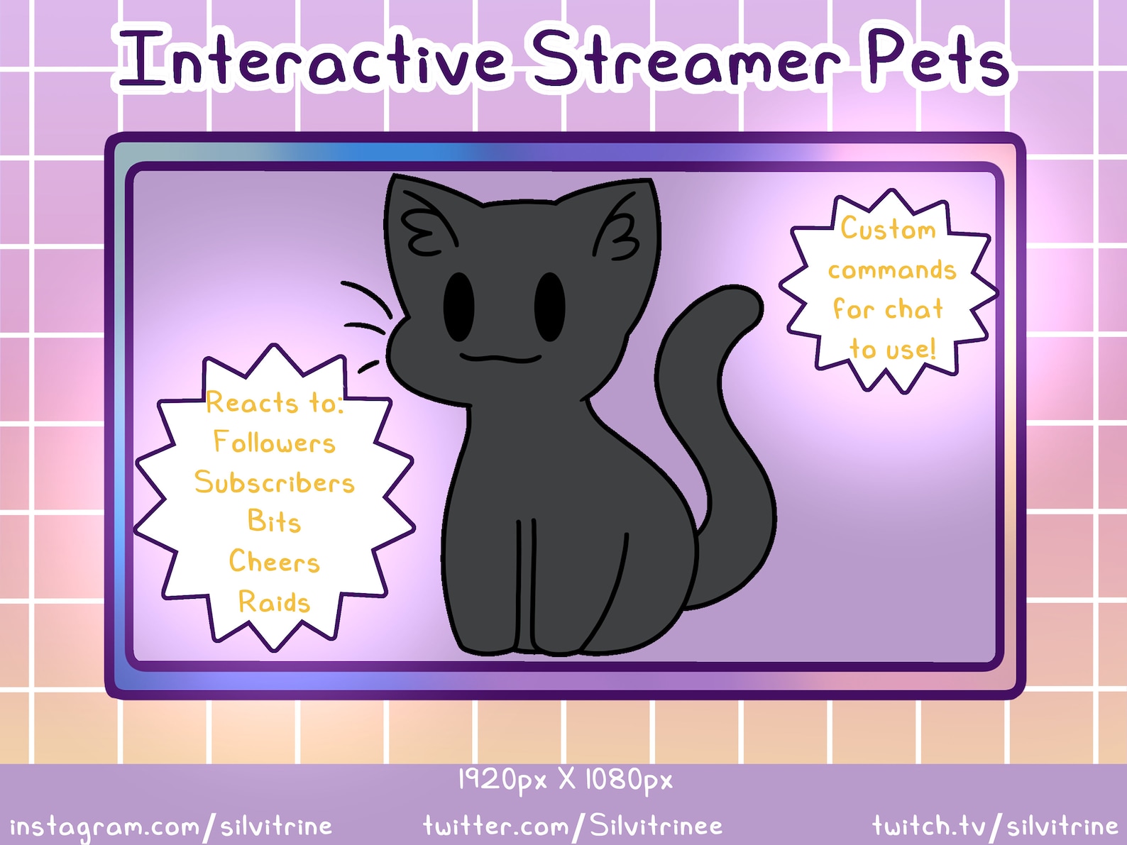 Black Cat Stream Pet | Cute Animated Pet Cat Mascot Stream Widget ...