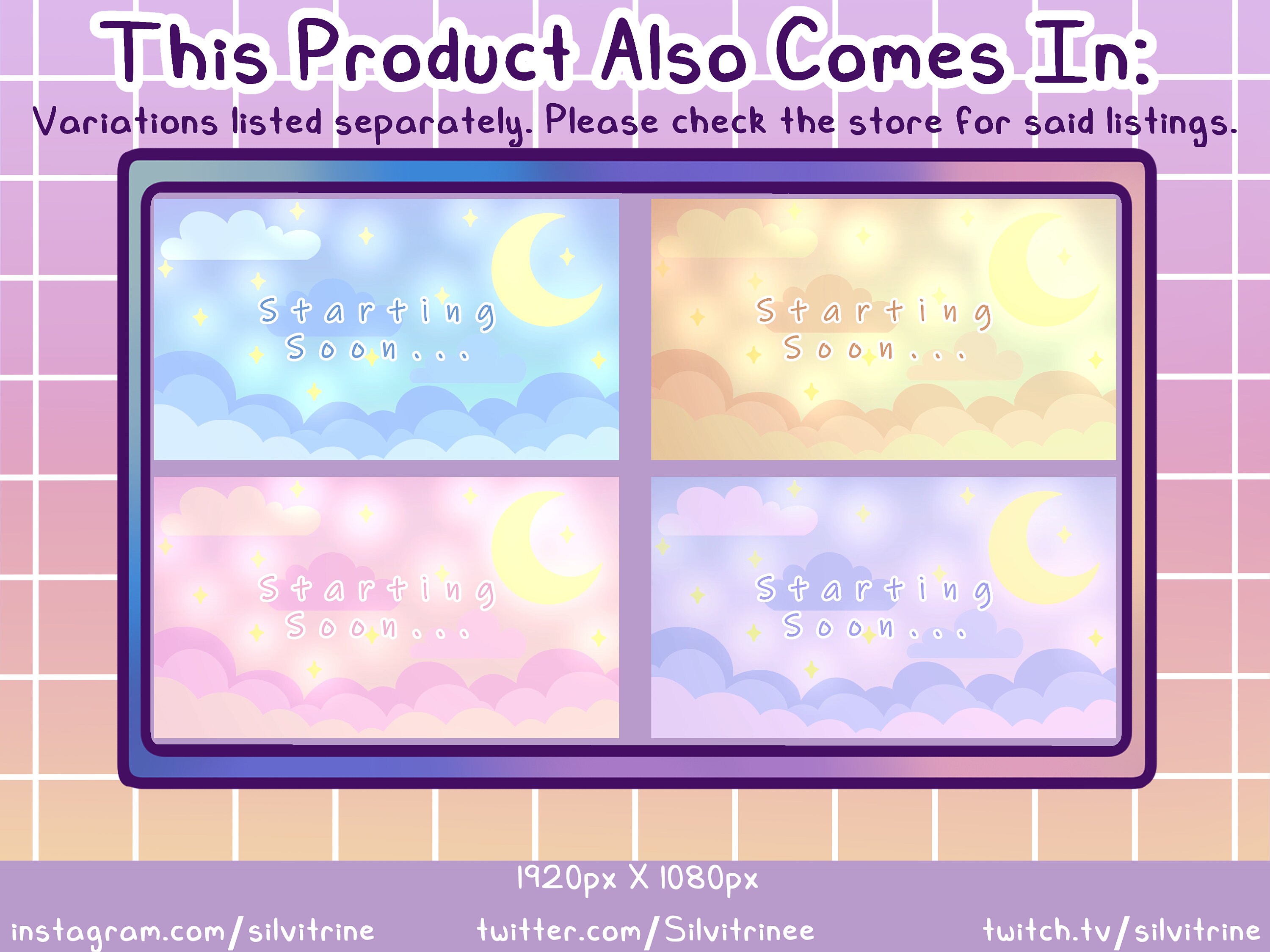 Animated Stream Starting Soon Screens 3 Orange Night Sky Screens for ...